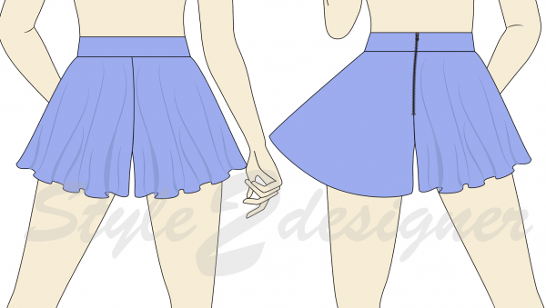 High Rise Flared Shorts PDF Pattern Download | Style2Design